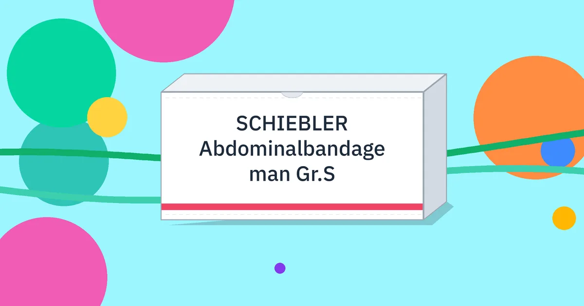 Symbolbild: Packung mit der Aufschrift SCHIEBLER Abdominalbandage man Gr.S (PZN 06990860) – Verfügbarkeit und Bezug in Apotheken in Frankfurt am Main