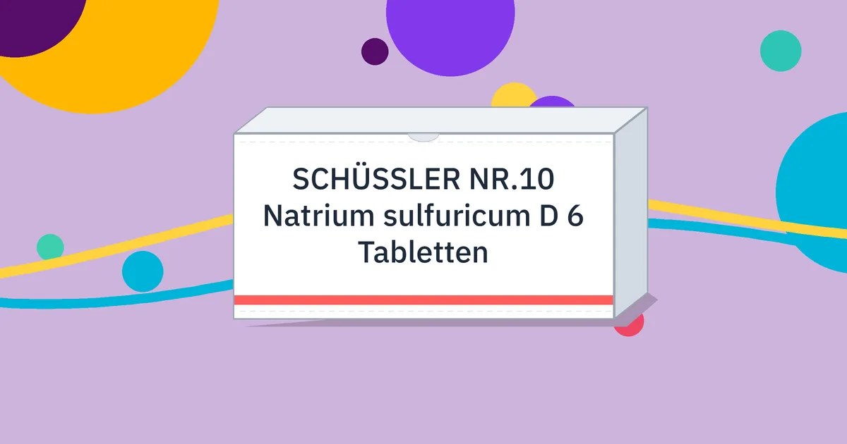 Symbolbild: Packung mit der Aufschrift SCHÜSSLER NR.10 Natrium sulfuricum D 6 Tabletten (PZN 10990653) – Verfügbarkeit und Bezug in Apotheken in Frankfurt am Main