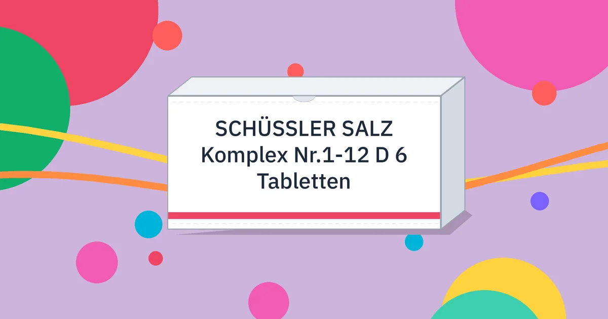 Symbolbild: Packung mit der Aufschrift SCHÜSSLER SALZ Komplex Nr.1-12 D 6 Tabletten (PZN 18338521) – Verfügbarkeit und Bezug in Apotheken in Frankfurt am Main
