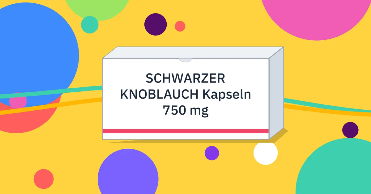 Symbolbild: Packung mit der Aufschrift SCHWARZER KNOBLAUCH Kapseln 750 mg (PZN 19151345) – Verfügbarkeit und Bezug in Apotheken in Frankfurt am Main