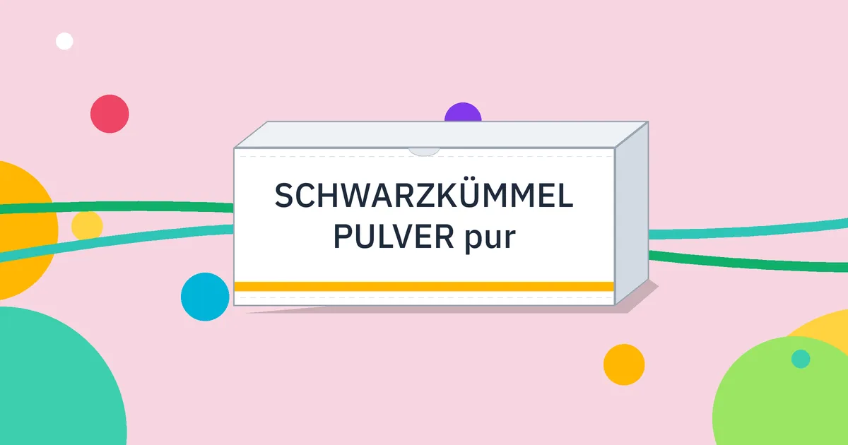 Symbolbild: Packung mit der Aufschrift SCHWARZKÜMMEL PULVER pur (PZN 03869017) – Verfügbarkeit und Bezug in Apotheken in Frankfurt am Main