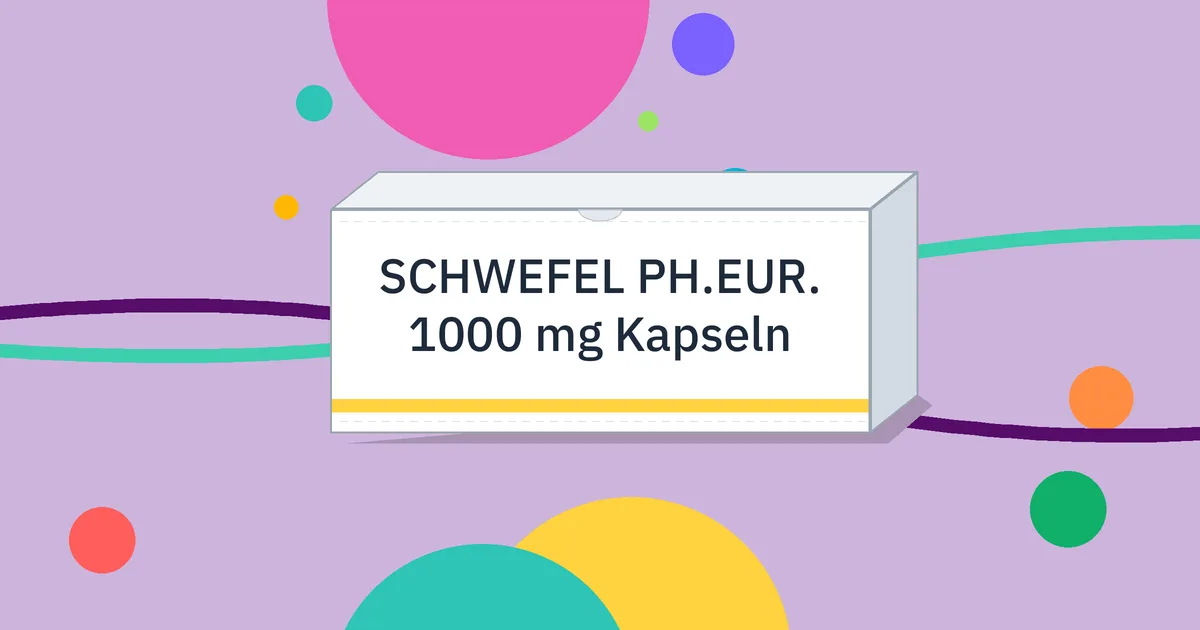 Symbolbild: Packung mit der Aufschrift SCHWEFEL PH.EUR. 1000 mg Kapseln (PZN 15738071) – Verfügbarkeit und Bezug in Apotheken in Frankfurt am Main