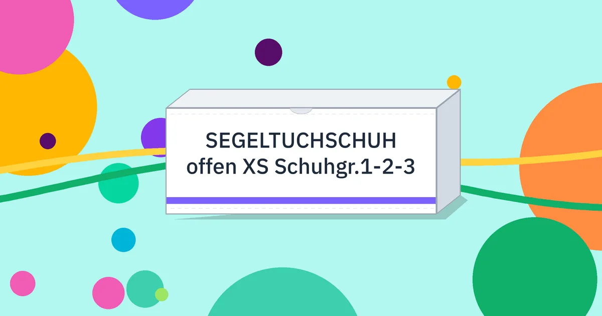 Symbolbild: Packung mit der Aufschrift SEGELTUCHSCHUH offen XS Schuhgr.1-2-3 (PZN 11095185) – Verfügbarkeit und Bezug in Apotheken in Frankfurt am Main