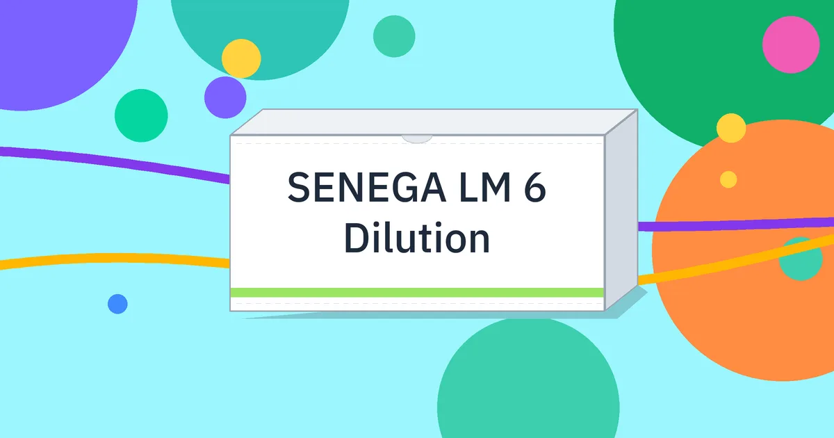 Symbolbild: Packung mit der Aufschrift SENEGA LM 6 Dilution (PZN 13187520) – Verfügbarkeit und Bezug in Apotheken in Frankfurt am Main
