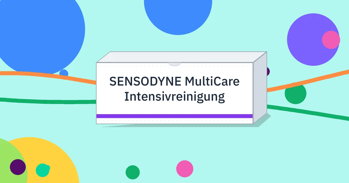 Symbolbild: Packung mit der Aufschrift SENSODYNE MultiCare Intensivreinigung (PZN 19904454) – Verfügbarkeit und Bezug in Apotheken in Frankfurt am Main