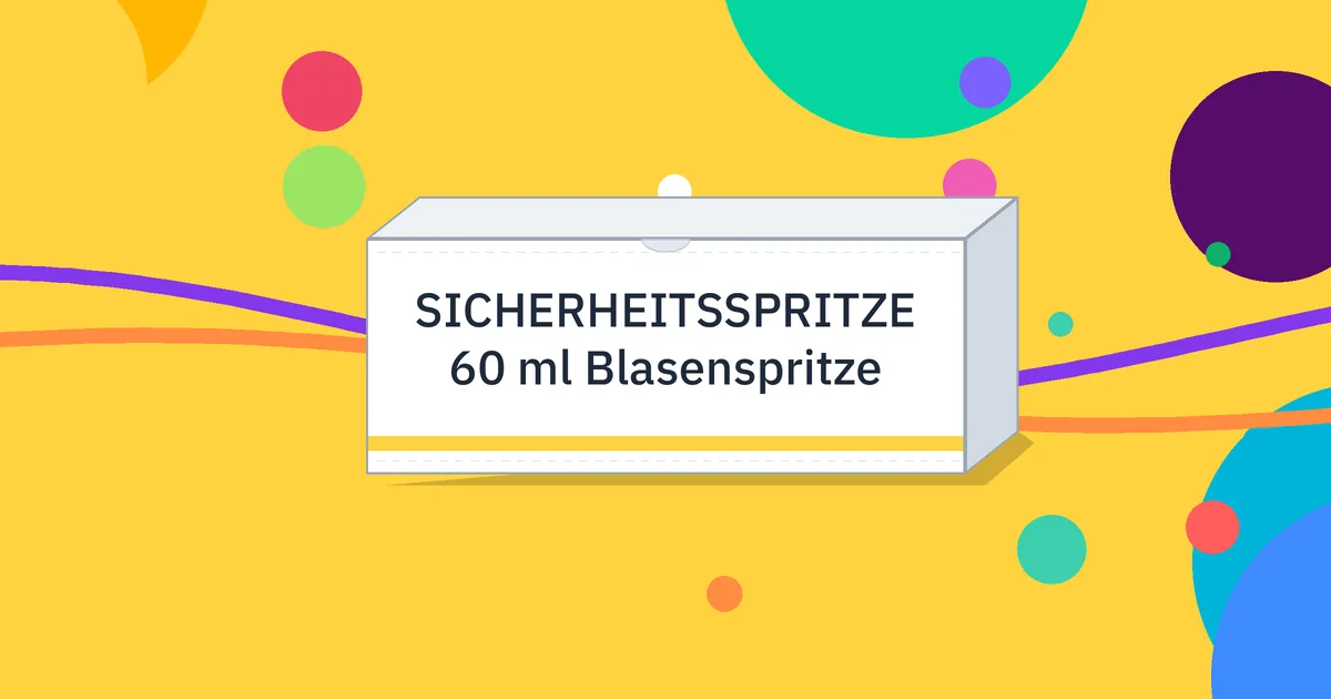 Symbolbild: Packung mit der Aufschrift SICHERHEITSSPRITZE 60 ml Blasenspritze (PZN 15240313) – Verfügbarkeit und Bezug in Apotheken in Frankfurt am Main