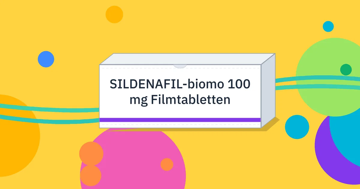 Symbolbild: Packung mit der Aufschrift SILDENAFIL-biomo 100 mg Filmtabletten (PZN 12725145) – Verfügbarkeit und Bezug in Apotheken in Frankfurt am Main