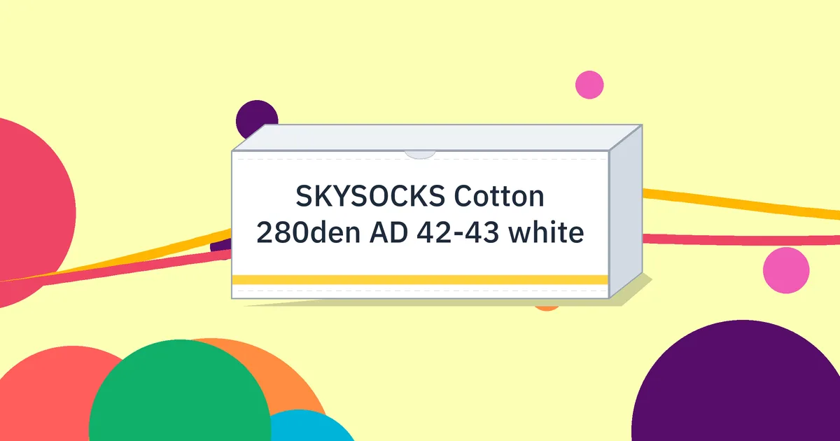 Symbolbild: Packung mit der Aufschrift SKYSOCKS Cotton 280den AD 42-43 white (PZN 18897752) – Verfügbarkeit und Bezug in Apotheken in Frankfurt am Main