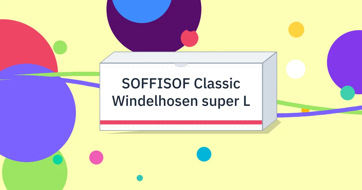 Symbolbild: Packung mit der Aufschrift SOFFISOF Classic Windelhosen super L (PZN 17991118) – Verfügbarkeit und Bezug in Apotheken in Frankfurt am Main
