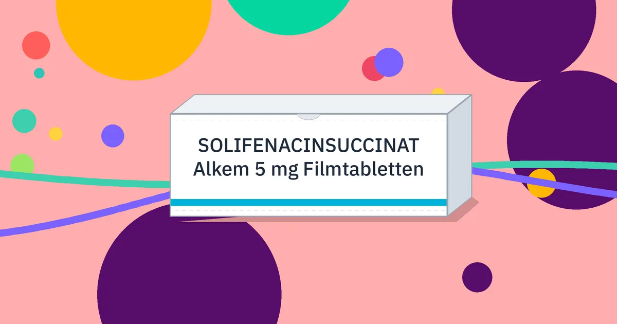 Symbolbild: Packung mit der Aufschrift SOLIFENACINSUCCINAT Alkem 5 mg Filmtabletten (PZN 15611465) – Verfügbarkeit und Bezug in Apotheken in Frankfurt am Main