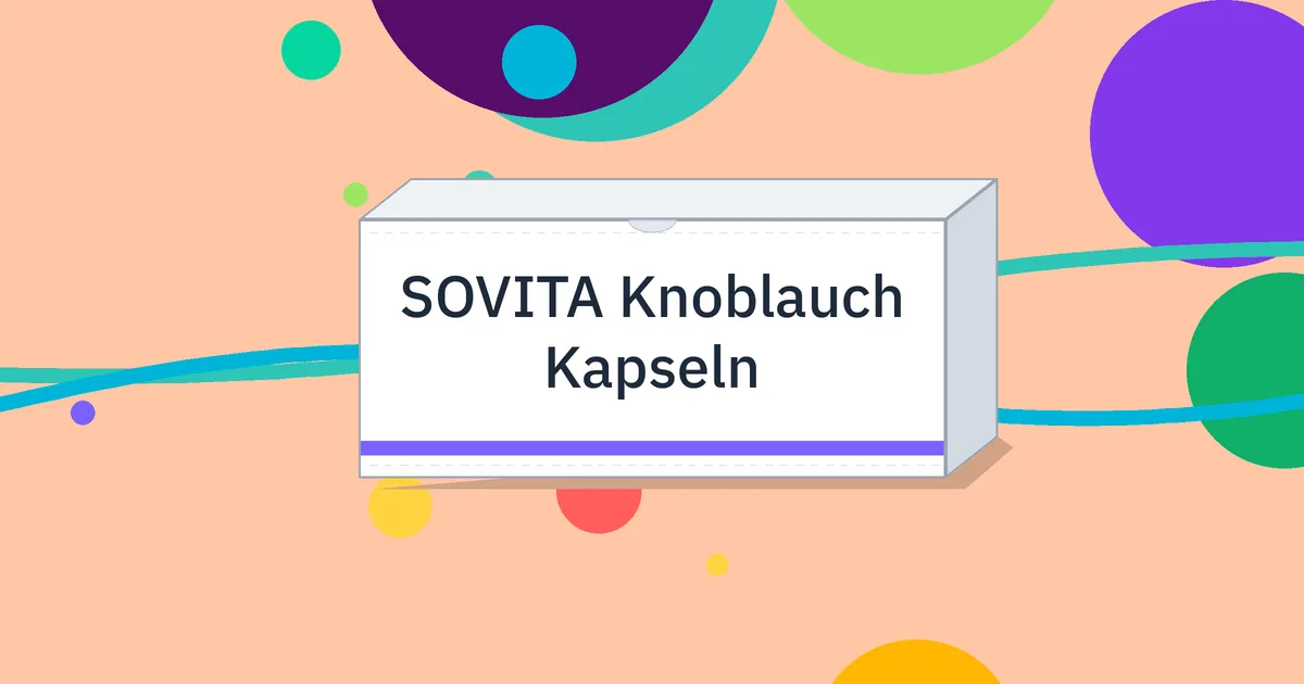 Symbolbild: Packung mit der Aufschrift SOVITA Knoblauch Kapseln (PZN 14177191) – Verfügbarkeit und Bezug in Apotheken in Frankfurt am Main