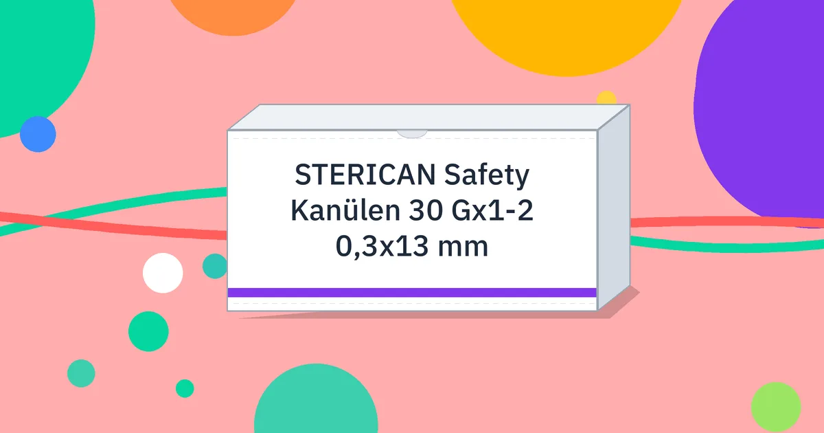 Symbolbild: Packung mit der Aufschrift STERICAN Safety Kanülen 30 Gx1-2 0,3x13 mm (PZN 18472478) – Verfügbarkeit und Bezug in Apotheken in Frankfurt am Main