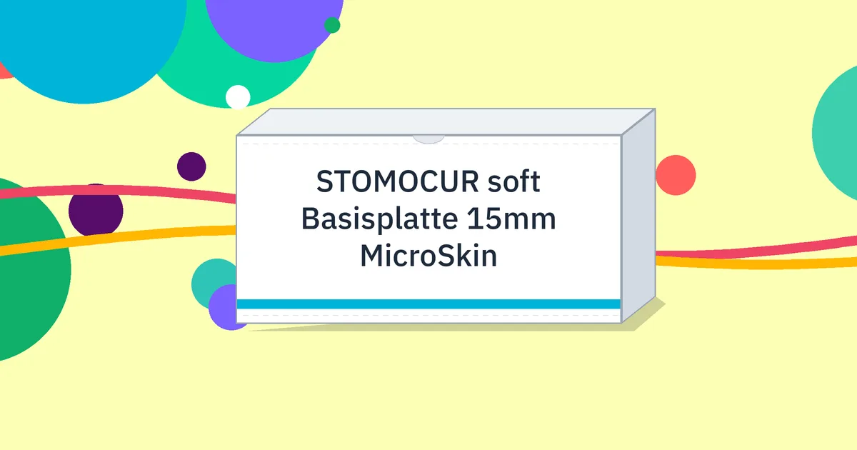 Symbolbild: Packung mit der Aufschrift STOMOCUR soft Basisplatte 15mm MicroSkin (PZN 09710766) – Verfügbarkeit und Bezug in Apotheken in Frankfurt am Main
