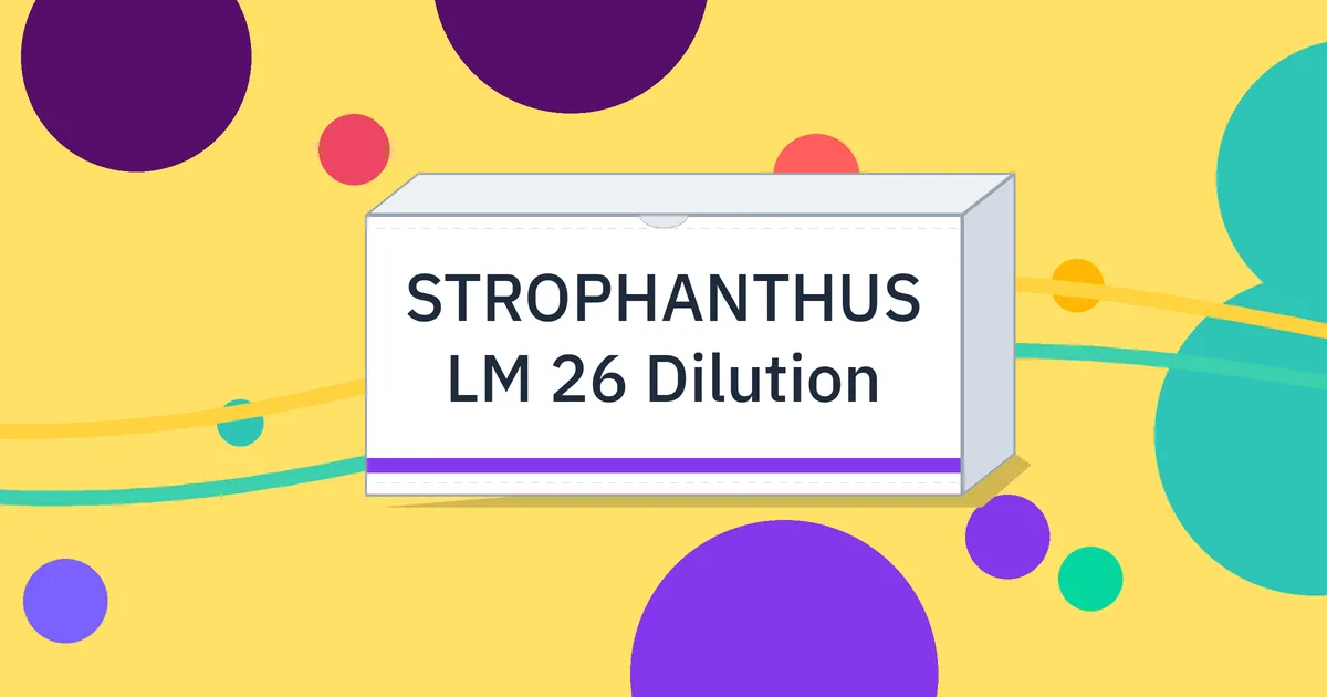 Symbolbild: Packung mit der Aufschrift STROPHANTHUS LM 26 Dilution (PZN 13205040) – Verfügbarkeit und Bezug in Apotheken in Frankfurt am Main