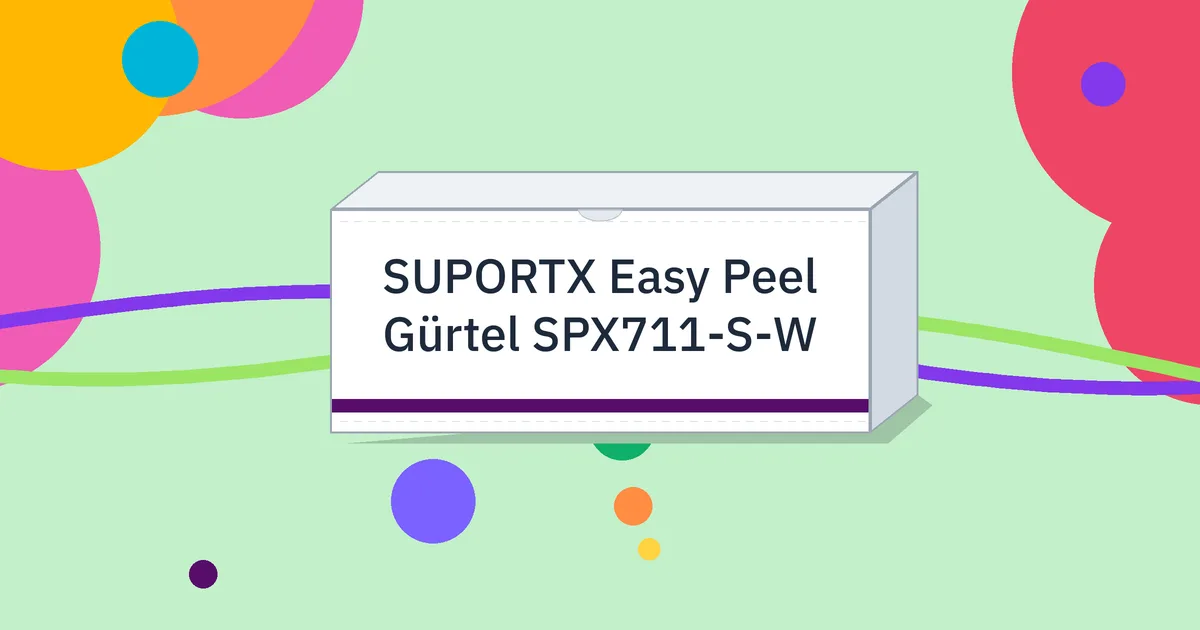 Symbolbild: Packung mit der Aufschrift SUPORTX Easy Peel Gürtel SPX711-S-W (PZN 09385941) – Verfügbarkeit und Bezug in Apotheken in Frankfurt am Main