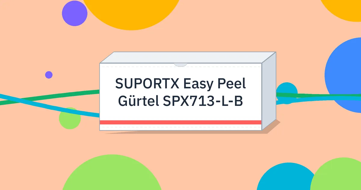 Symbolbild: Packung mit der Aufschrift SUPORTX Easy Peel Gürtel SPX713-L-B (PZN 09386001) – Verfügbarkeit und Bezug in Apotheken in Frankfurt am Main