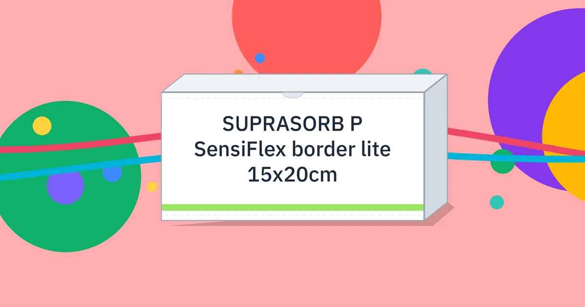Symbolbild: Packung mit der Aufschrift SUPRASORB P SensiFlex border lite 15x20cm (PZN 20085062) – Verfügbarkeit und Bezug in Apotheken in Frankfurt am Main