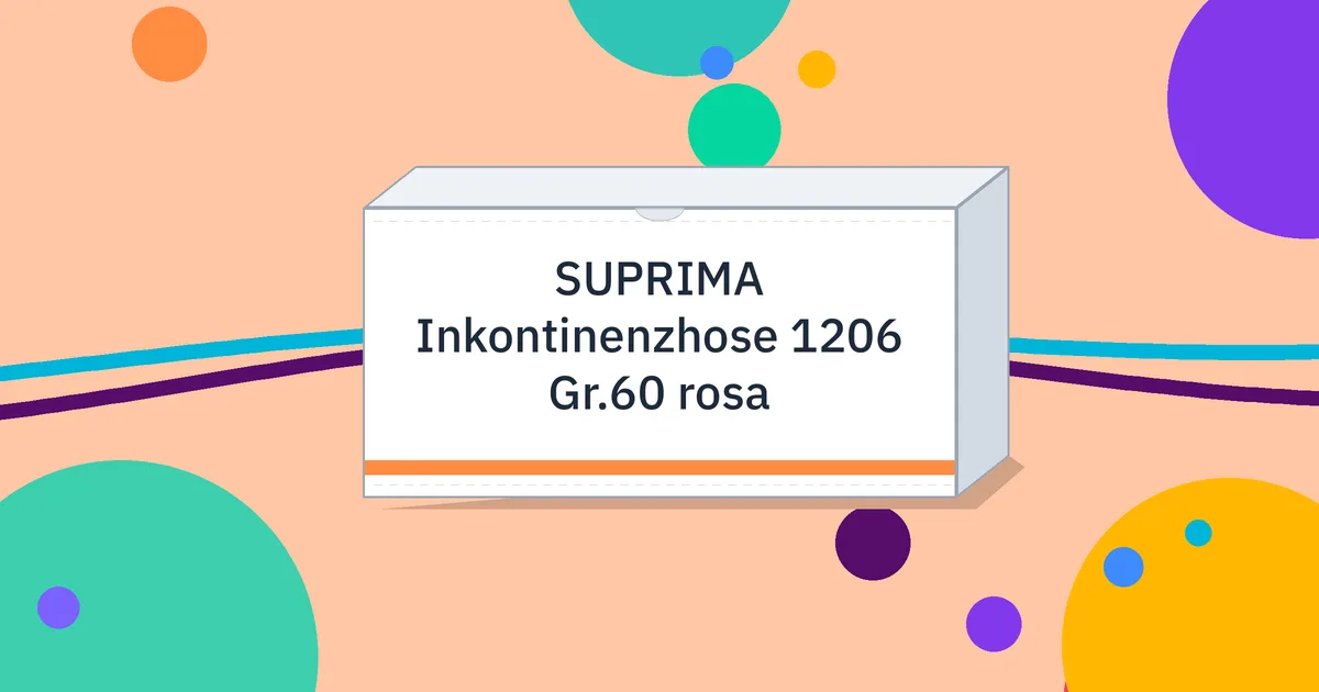 Symbolbild: Packung mit der Aufschrift SUPRIMA Inkontinenzhose 1206 Gr.60 rosa (PZN 03021735) – Verfügbarkeit und Bezug in Apotheken in Frankfurt am Main