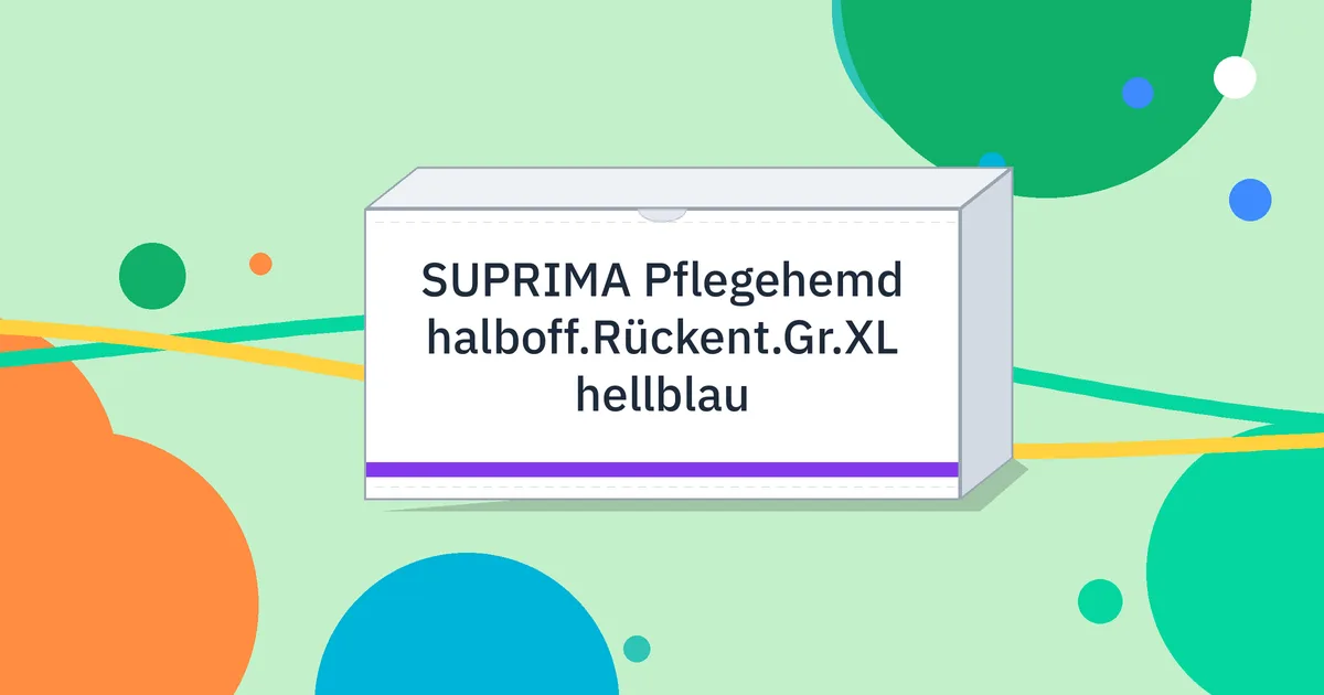 Symbolbild: Packung mit der Aufschrift SUPRIMA Pflegehemd halboff.Rückent.Gr.XL hellblau (PZN 09785652) – Verfügbarkeit und Bezug in Apotheken in Frankfurt am Main