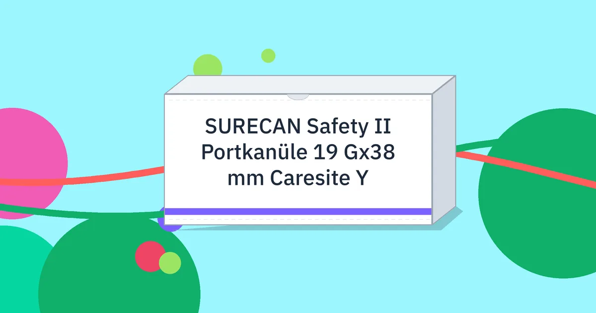Symbolbild: Packung mit der Aufschrift SURECAN Safety II Portkanüle 19 Gx38 mm Caresite Y (PZN 12647451) – Verfügbarkeit und Bezug in Apotheken in Frankfurt am Main