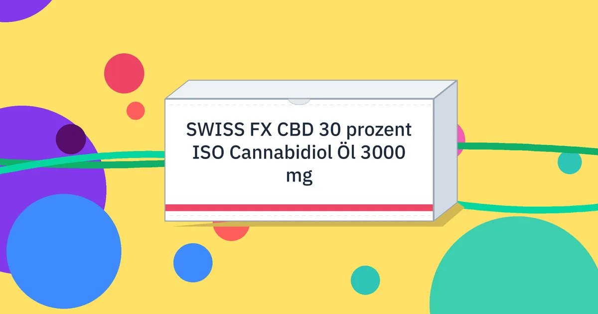 Symbolbild: Packung mit der Aufschrift SWISS FX CBD 30 prozent ISO Cannabidiol Öl 3000 mg (PZN 19080496) – Verfügbarkeit und Bezug in Apotheken in Frankfurt am Main