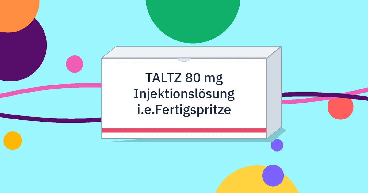 Symbolbild: Packung mit der Aufschrift TALTZ 80 mg Injektionslösung i.e.Fertigspritze (PZN 12143437) – Verfügbarkeit und Bezug in Apotheken in Frankfurt am Main