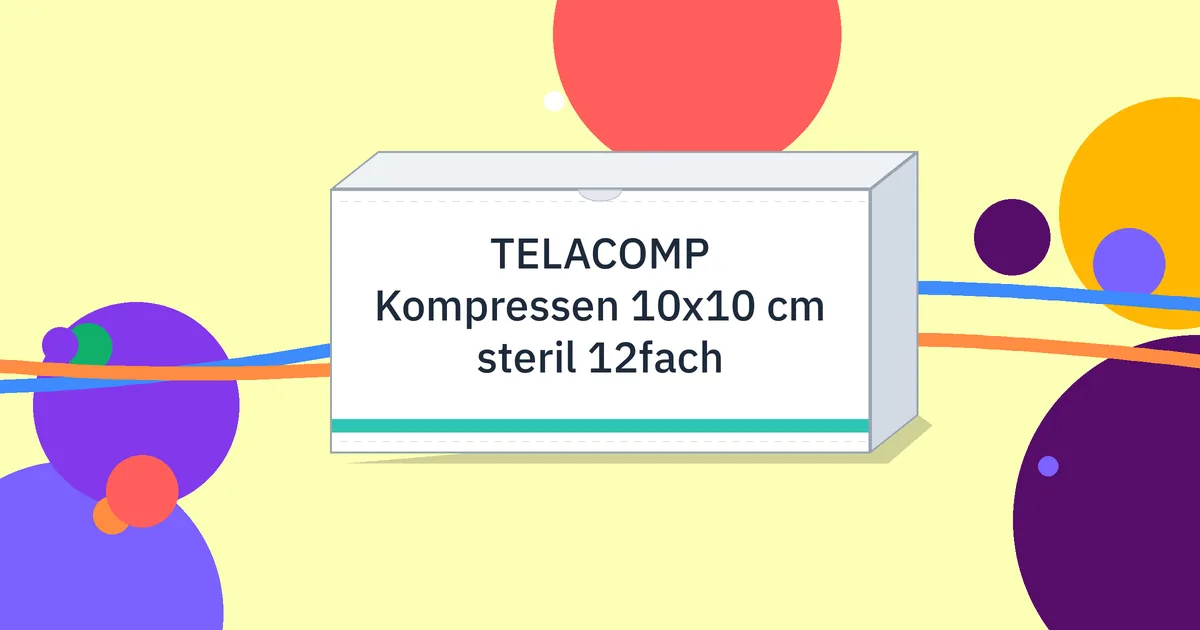 Symbolbild: Packung mit der Aufschrift TELACOMP Kompressen 10x10 cm steril 12fach (PZN 03543801) – Verfügbarkeit und Bezug in Apotheken in Frankfurt am Main