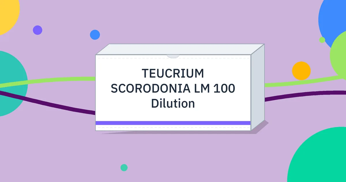 Symbolbild: Packung mit der Aufschrift TEUCRIUM SCORODONIA LM 100 Dilution (PZN 13217830) – Verfügbarkeit und Bezug in Apotheken in Frankfurt am Main