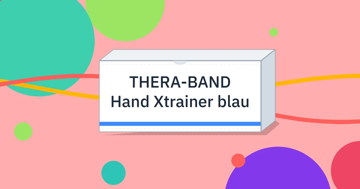 Symbolbild: Packung mit der Aufschrift THERA-BAND Hand Xtrainer blau (PZN 10305172) – Verfügbarkeit und Bezug in Apotheken in Frankfurt am Main