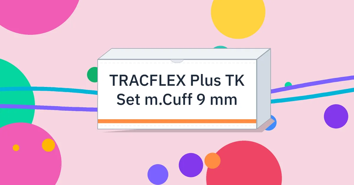 Symbolbild: Packung mit der Aufschrift TRACFLEX Plus TK Set m.Cuff 9 mm (PZN 05538589) – Verfügbarkeit und Bezug in Apotheken in Frankfurt am Main