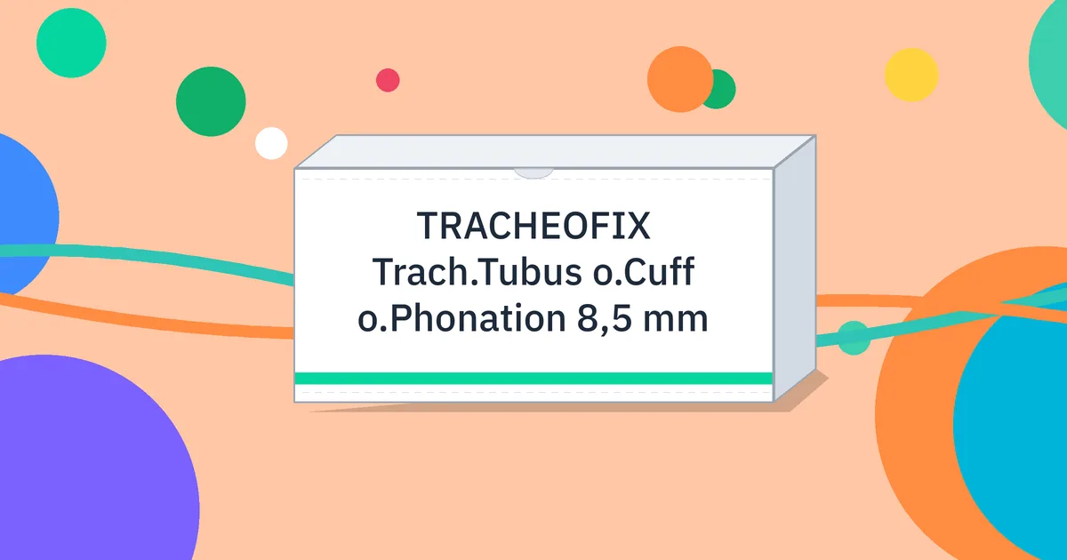 Symbolbild: Packung mit der Aufschrift TRACHEOFIX Trach.Tubus o.Cuff o.Phonation 8,5 mm (PZN 04164595) – Verfügbarkeit und Bezug in Apotheken in Frankfurt am Main