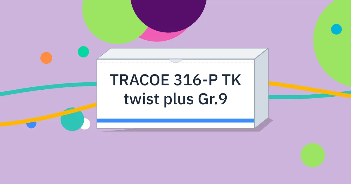 Symbolbild: Packung mit der Aufschrift TRACOE 316-P TK twist plus Gr.9 (PZN 09943967) – Verfügbarkeit und Bezug in Apotheken in Frankfurt am Main