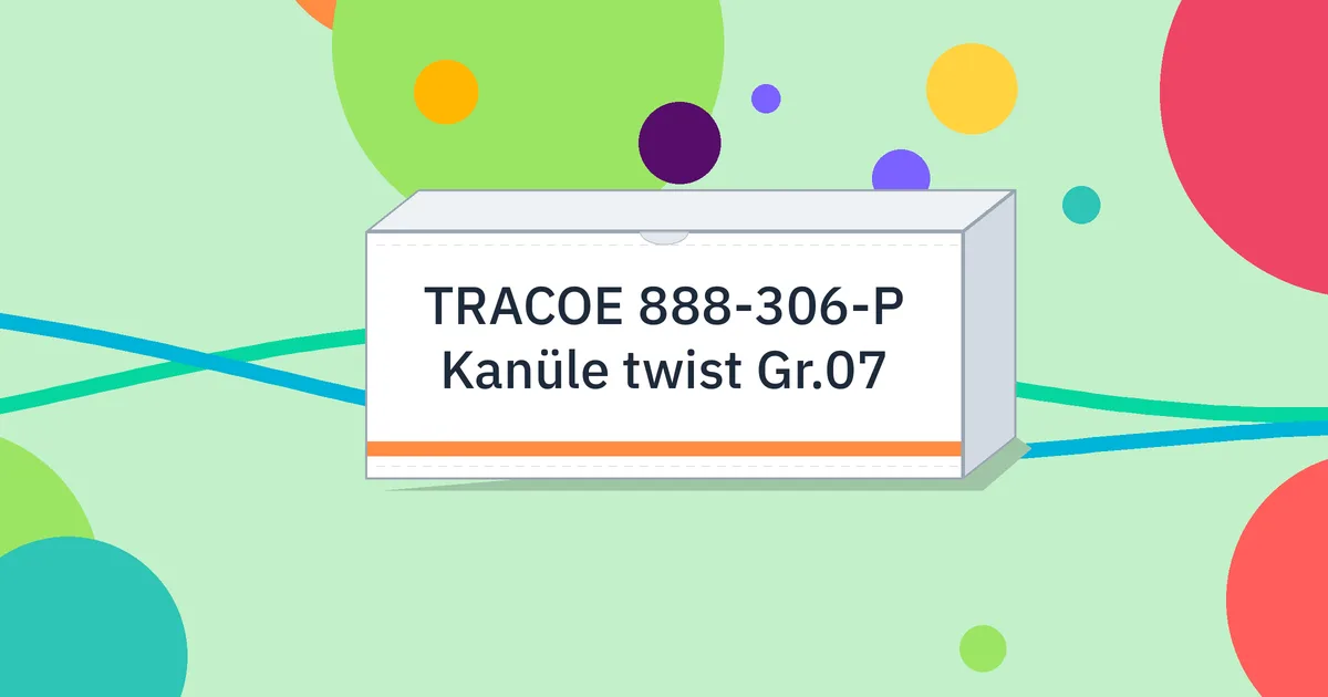 Symbolbild: Packung mit der Aufschrift TRACOE 888-306-P Kanüle twist Gr.07 (PZN 09944145) – Verfügbarkeit und Bezug in Apotheken in Frankfurt am Main