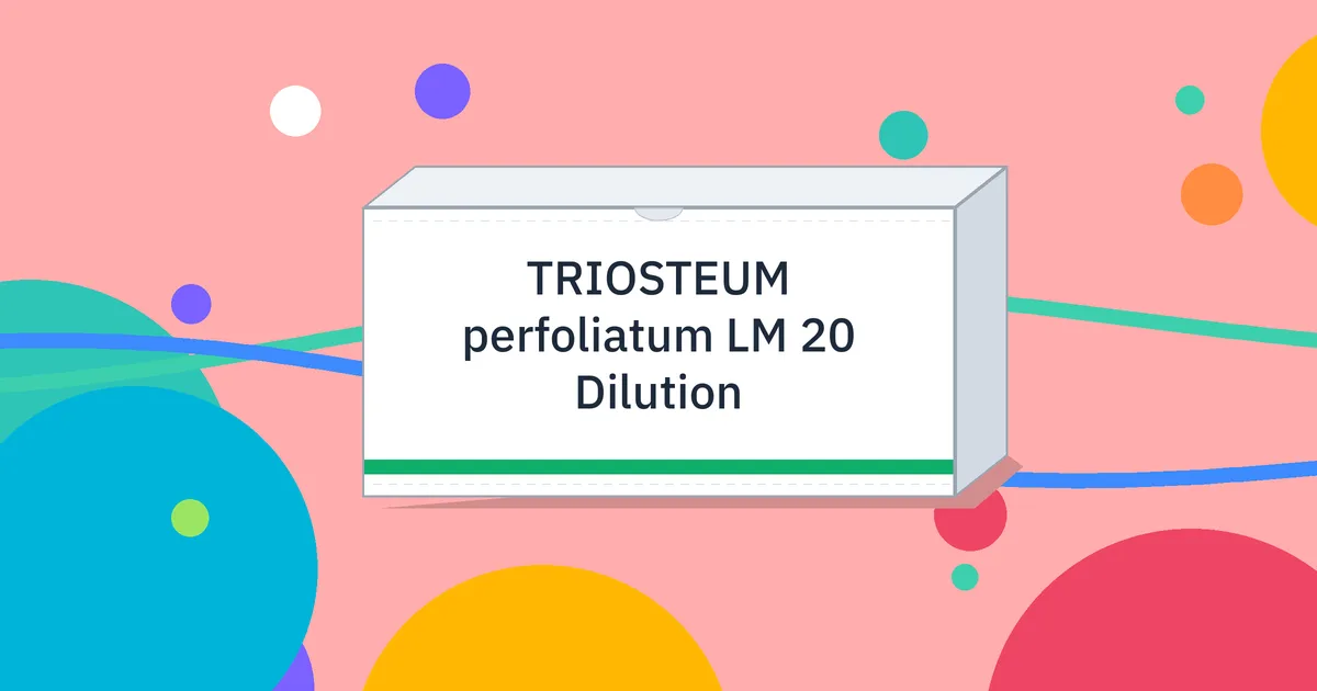 Symbolbild: Packung mit der Aufschrift TRIOSTEUM perfoliatum LM 20 Dilution (PZN 13227679) – Verfügbarkeit und Bezug in Apotheken in Frankfurt am Main