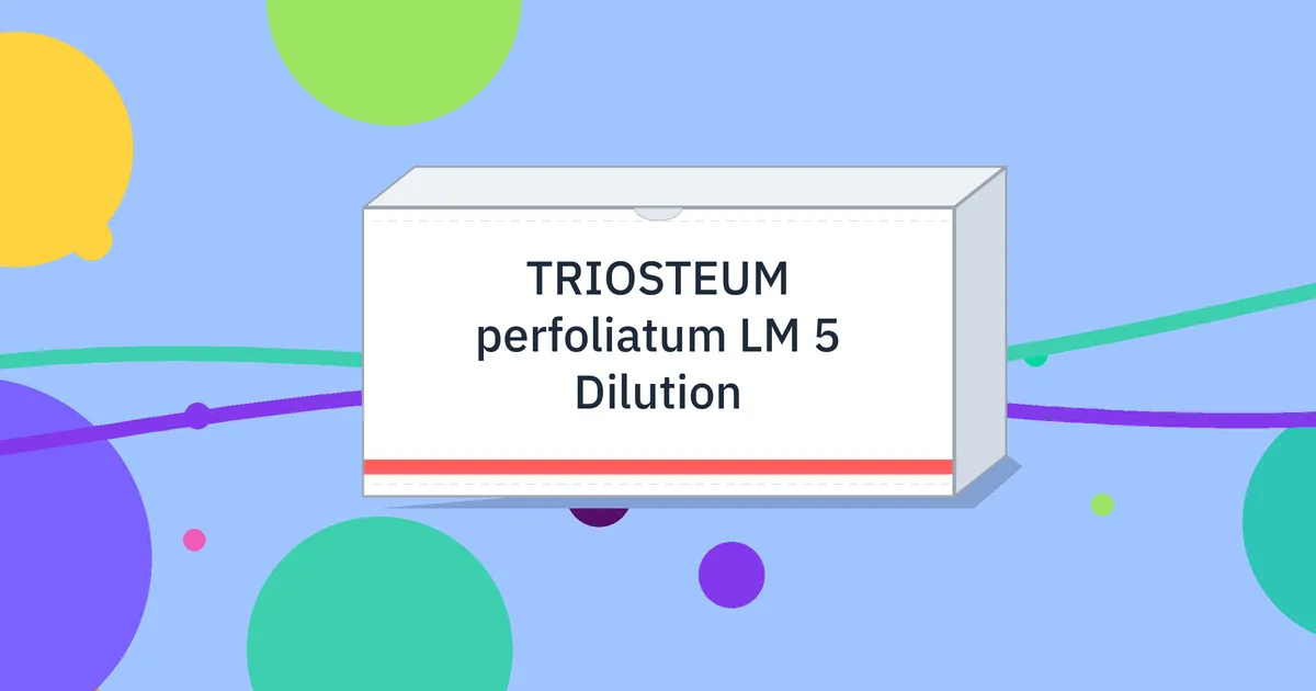 Symbolbild: Packung mit der Aufschrift TRIOSTEUM perfoliatum LM 5 Dilution (PZN 13227509) – Verfügbarkeit und Bezug in Apotheken in Frankfurt am Main