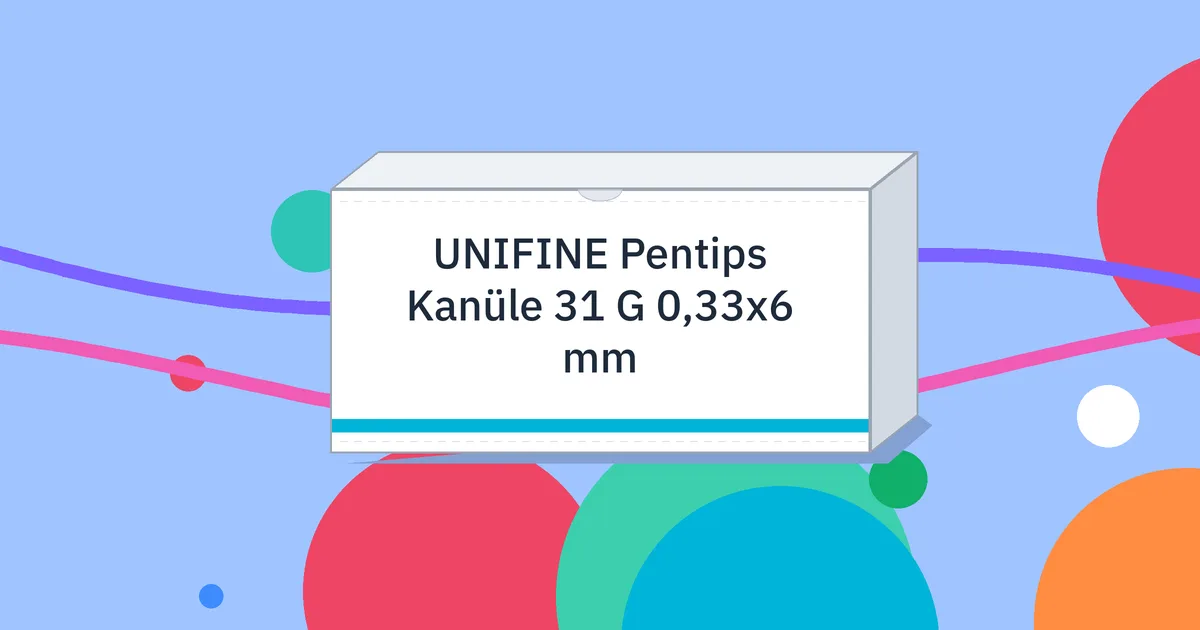 Symbolbild: Packung mit der Aufschrift UNIFINE Pentips Kanüle 31 G 0,33x6 mm (PZN 14325125) – Verfügbarkeit und Bezug in Apotheken in Frankfurt am Main
