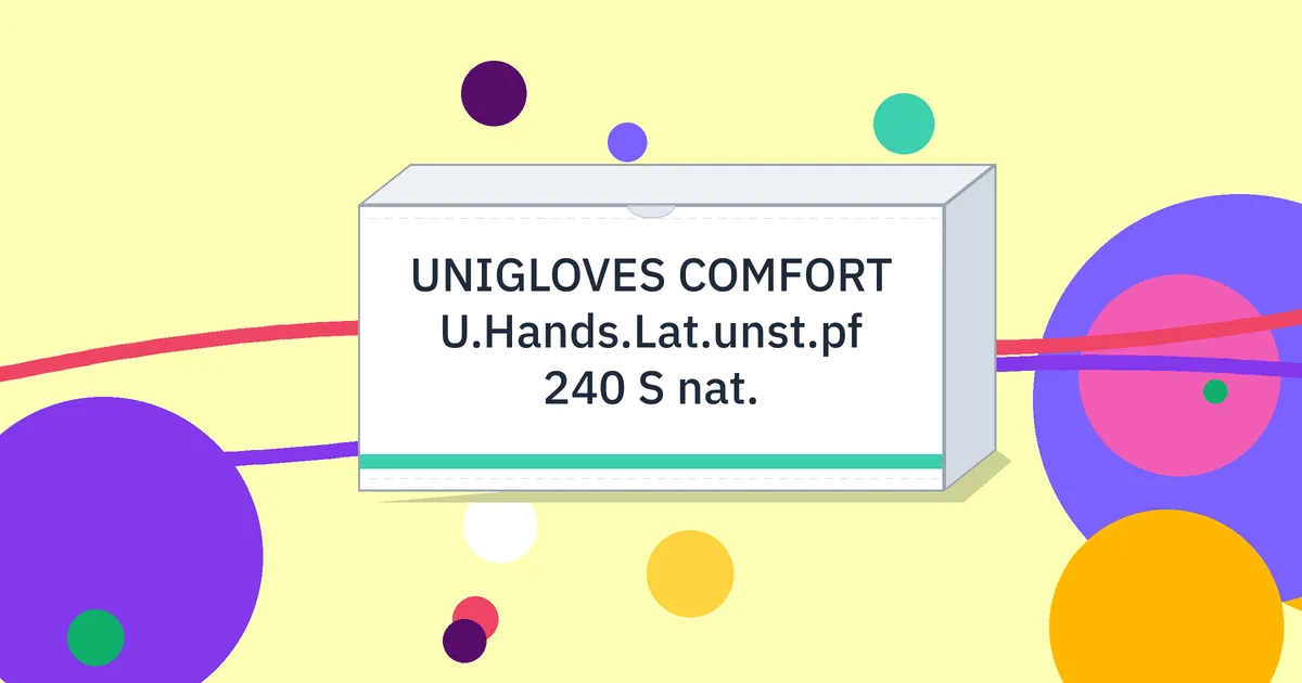 Symbolbild: Packung mit der Aufschrift UNIGLOVES COMFORT U.Hands.Lat.unst.pf 240 S nat. (PZN 18100682) – Verfügbarkeit und Bezug in Apotheken in Frankfurt am Main