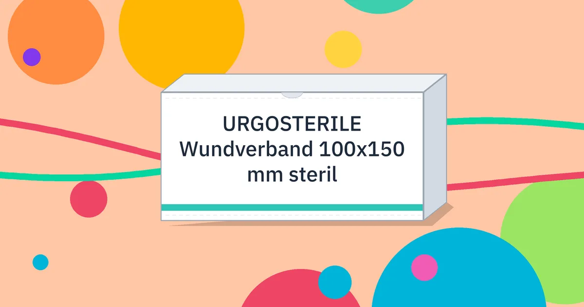Symbolbild: Packung mit der Aufschrift URGOSTERILE Wundverband 100x150 mm steril (PZN 17165610) – Verfügbarkeit und Bezug in Apotheken in Frankfurt am Main