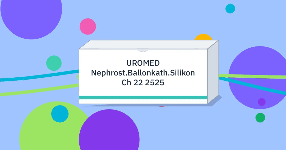Symbolbild: Packung mit der Aufschrift UROMED Nephrost.Ballonkath.Silikon Ch 22 2525 (PZN 03281123) – Verfügbarkeit und Bezug in Apotheken in Frankfurt am Main