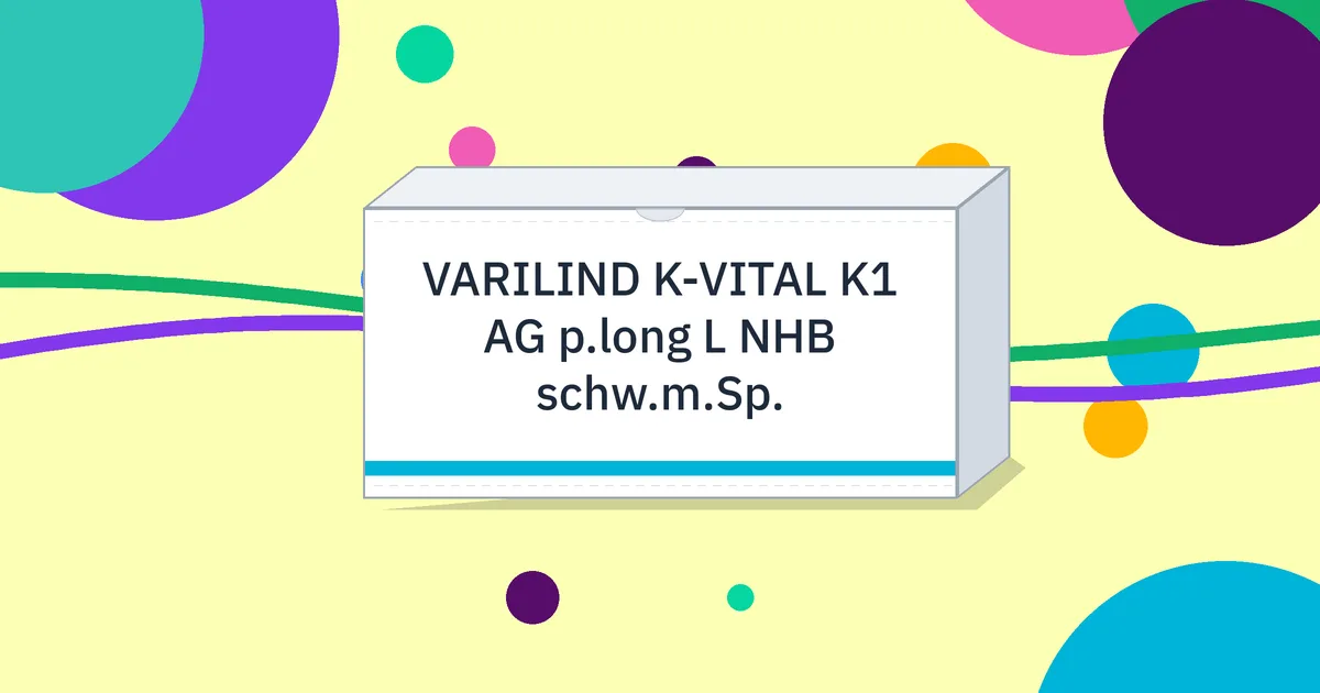 Symbolbild: Packung mit der Aufschrift VARILIND K-VITAL K1 AG p.long L NHB schw.m.Sp. (PZN 20563573) – Verfügbarkeit und Bezug in Apotheken in Frankfurt am Main