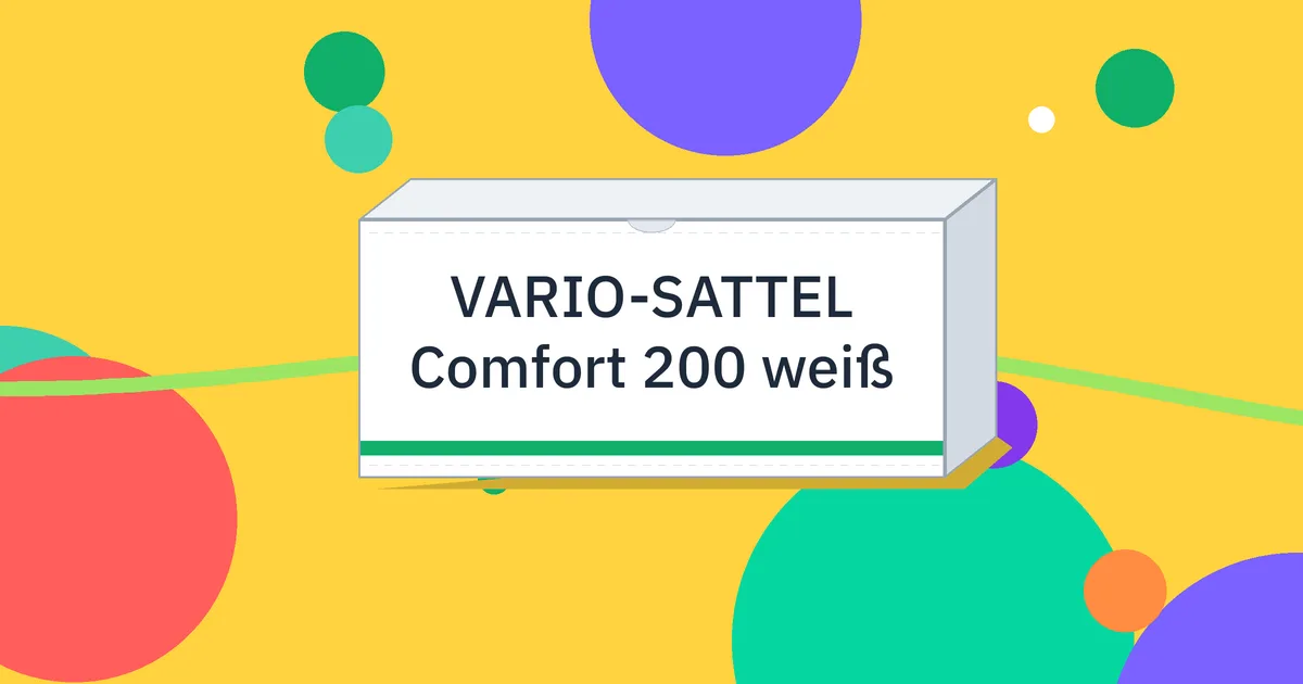 Symbolbild: Packung mit der Aufschrift VARIO-SATTEL Comfort 200 weiß (PZN 03903837) – Verfügbarkeit und Bezug in Apotheken in Frankfurt am Main