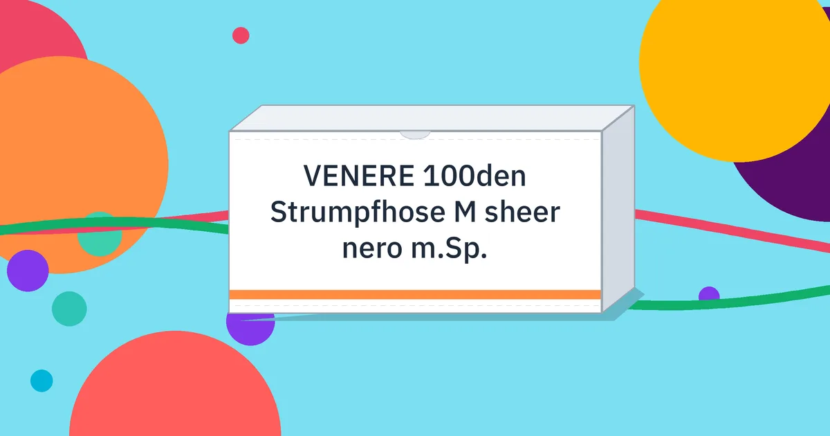Symbolbild: Packung mit der Aufschrift VENERE 100den Strumpfhose M sheer nero m.Sp. (PZN 16170856) – Verfügbarkeit und Bezug in Apotheken in Frankfurt am Main