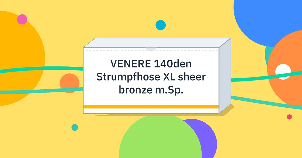 Symbolbild: Packung mit der Aufschrift VENERE 140den Strumpfhose XL sheer bronze m.Sp. (PZN 16171583) – Verfügbarkeit und Bezug in Apotheken in Frankfurt am Main
