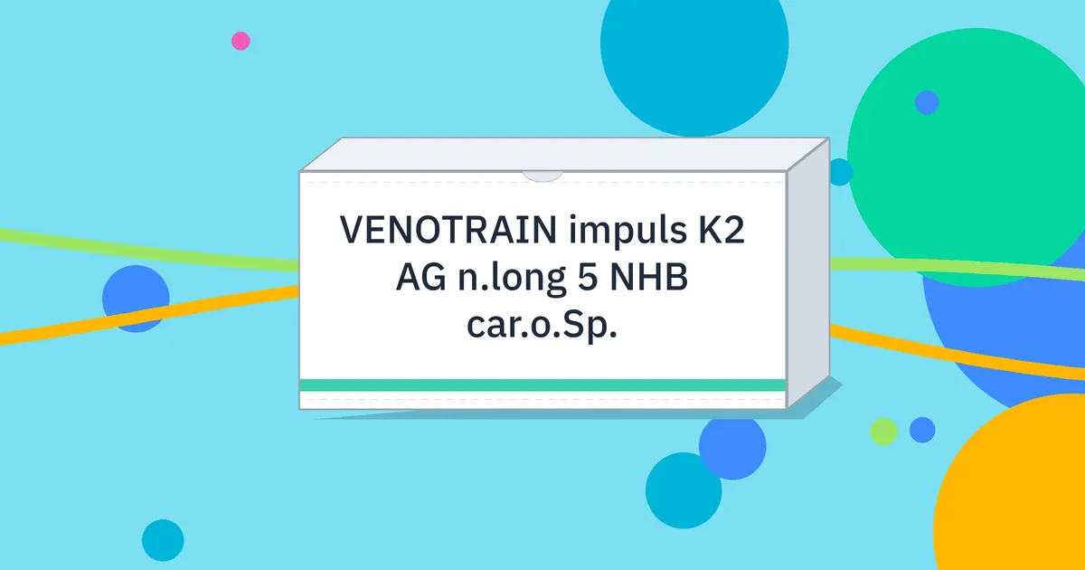 Symbolbild: Packung mit der Aufschrift VENOTRAIN impuls K2 AG n.long 5 NHB car.o.Sp. (PZN 08421600) – Verfügbarkeit und Bezug in Apotheken in Frankfurt am Main