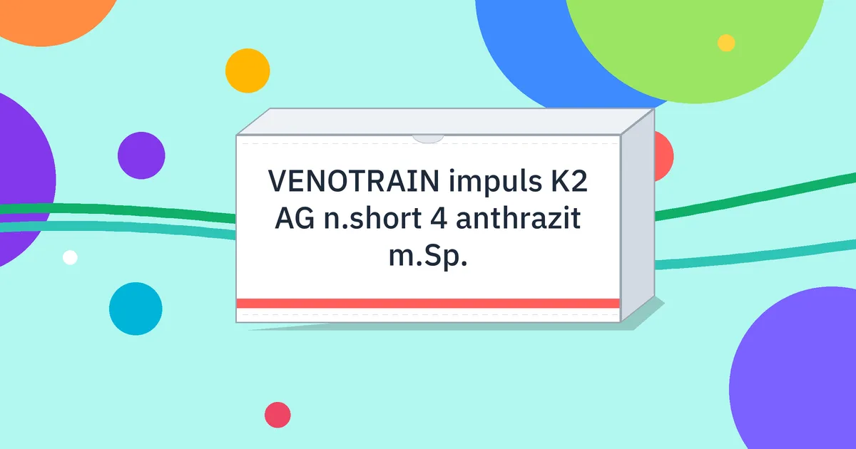 Symbolbild: Packung mit der Aufschrift VENOTRAIN impuls K2 AG n.short 4 anthrazit m.Sp. (PZN 15212280) – Verfügbarkeit und Bezug in Apotheken in Frankfurt am Main