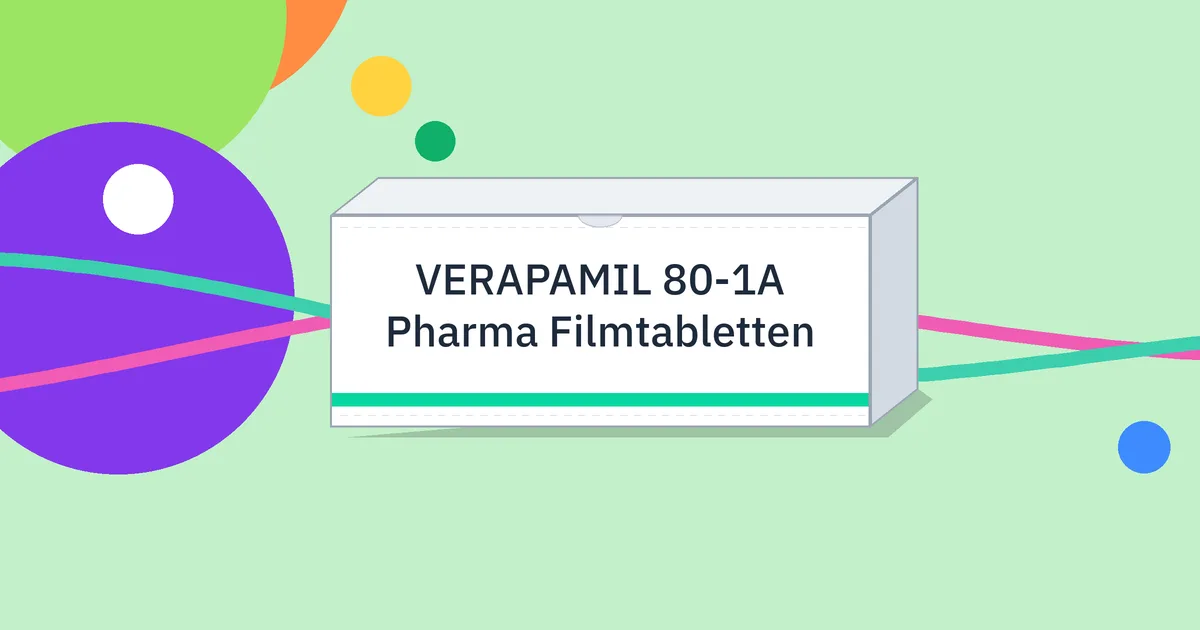 Symbolbild: Packung mit der Aufschrift VERAPAMIL 80-1A Pharma Filmtabletten (PZN 00070130) – Verfügbarkeit und Bezug in Apotheken in Frankfurt am Main