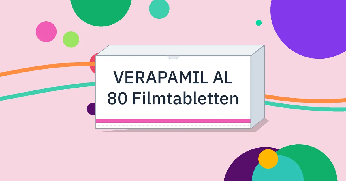 Symbolbild: Packung mit der Aufschrift VERAPAMIL AL 80 Filmtabletten (PZN 08913450) – Verfügbarkeit und Bezug in Apotheken in Frankfurt am Main