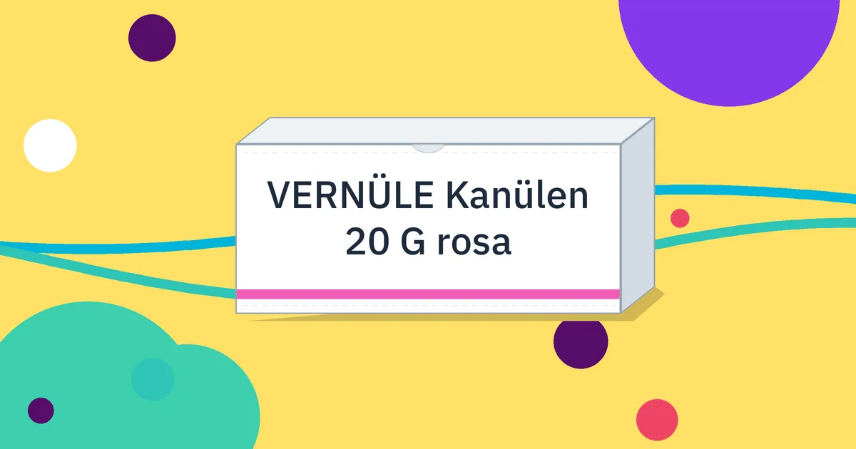 Symbolbild: Packung mit der Aufschrift VERNÜLE Kanülen 20 G rosa (PZN 09108041) – Verfügbarkeit und Bezug in Apotheken in Frankfurt am Main