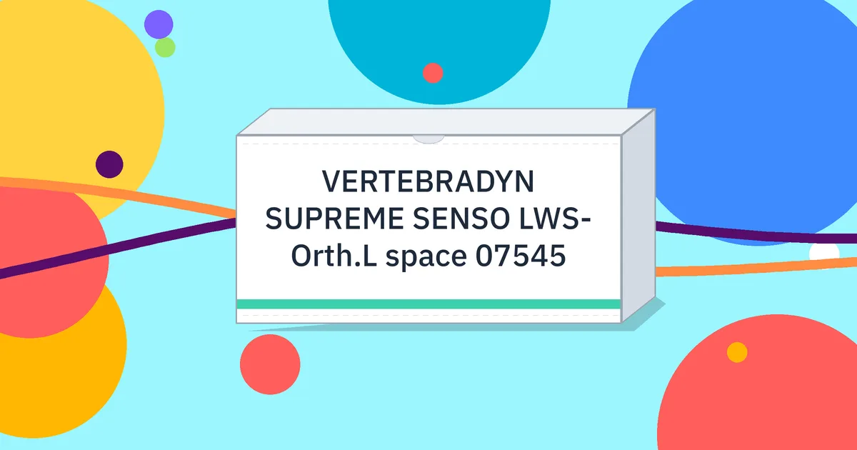 Symbolbild: Packung mit der Aufschrift VERTEBRADYN SUPREME SENSO LWS-Orth.L space 07545 (PZN 20095965) – Verfügbarkeit und Bezug in Apotheken in Frankfurt am Main