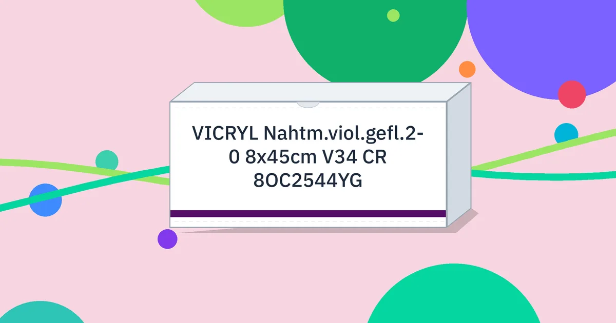 Symbolbild: Packung mit der Aufschrift VICRYL Nahtm.viol.gefl.2-0 8x45cm V34 CR 8OC2544YG (PZN 20895683) – Verfügbarkeit und Bezug in Apotheken in Frankfurt am Main